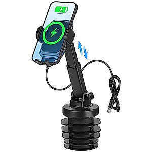 JOYTUTUS Wireless Car Charger, 15W Car Phone Holder Mount Wireless Charging, Smart Alignment Charging Auto Clamping Cup Holder Phone Mount, Fit iPhone 14/13/12 pro/12, Samsung S22/S10/S9/S8, etc