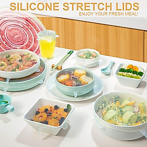 LELE LIFE 4 Pack Same Size Silicone Stretch Lids, Thicker Reusable Sturdy Silicone Container Cover, Expandable Food Storage Covers, Dishwasher and Freezer Safe, 5.71in(14.5cm)