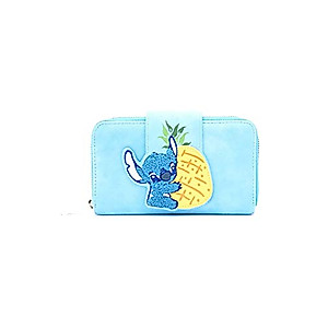 Loungefly x Lilo and Stitch Pineapple Stitch Chenille Snap Wallet, Blue, Standard