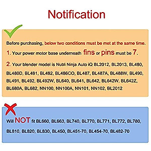NLSD Replacement Parts Blender Blade Assembly Fits Nutri Ninja Auto-iQ BL480-30 BL482 BL681A-30 BL682 BL640 (7 Fins)