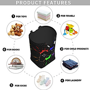 Gbuzozie Game Joystick Laundry Hamper Storage Basket Toys Clothes Organizer Bin For Home Bathroom Bedroom Dorm Nursery, 52l