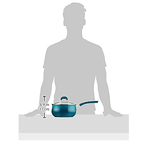 Oster Corbett Forged Aluminum Sauce Pan W/Lid-Ceramic Non-Stick-Induction Base-Soft Touch Bakelite Handle, 3 Qt, Gradient Teal