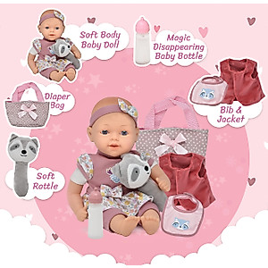 Gift Boutique 14 Inch Baby Doll for Toddlers Soft Body Baby Doll with Clothes Diaper Bag for Storage Bib Magic Disappearing Milk Bottle Playset for Girls 2 3 4 5
