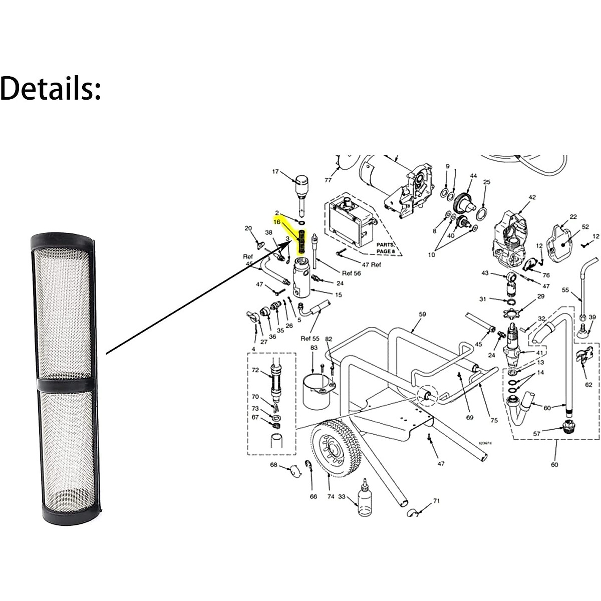 Airless Paint Sprayer Filter 390 395 490 495 595 Pump Manifold Strainer 60 mesh 5 Pieces Compatible with Graco 246384 for Airless Paint Sprayers