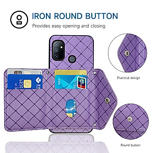 Compatible with OnePlus Nord N100 Wallet Case with Crossbody Shoulder Strap and Stand Leather Credit Card Holder Cell Phone Cover for One Plus N 10 G5 1 Plus 10N 1plus One+ 1+Nord N100 Purple
