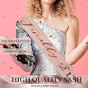 Trgowaul 21st Birthday Decorations for her, Rose Gold 21 Birthday Banner, Tablecloth, 21st Birthday Sash and Crown, 1PC 21st Cake Topper, Pink 21 Number Balloons Happy 21 Birthday Decorations Women