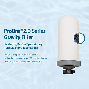 ProOne Scout II Personal Compact Gravity Water Filter System with 5-Inch Prepper Filter, Portable, Personal Water Filter for Hiking and Camping, Independently Tested Proven to Reduce PFAS