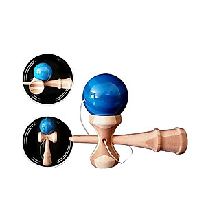 RQN Bamboo Kendama with Translucent Blue Ball with Extra String for Kids Teens Adults Festival Gift