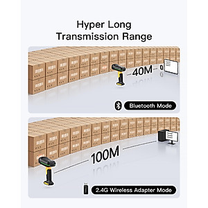 Inateck Industrial Barcode Scanner Bluetooth, 1D 2D QR Code Scanner Wireless with IP67 Waterproof and Dustproof, Handscanner with App & SDK, BCST-75