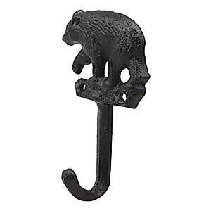 Ebros Set of 2 Rustic Whimsical Forest Black Bear Roaming The Woodlands Cast Iron Wall Hooks 5" High Western Bears Themed Hanging Mount Hook for Coats Hats Keys Leashes Backpacks Decor Sculpture
