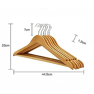 Coat Hangers 5Pcs Sturdy Good Load-Bearing Shirt Wooden Hanger Clothes Drying Racks (Wooden Color 5PCS)