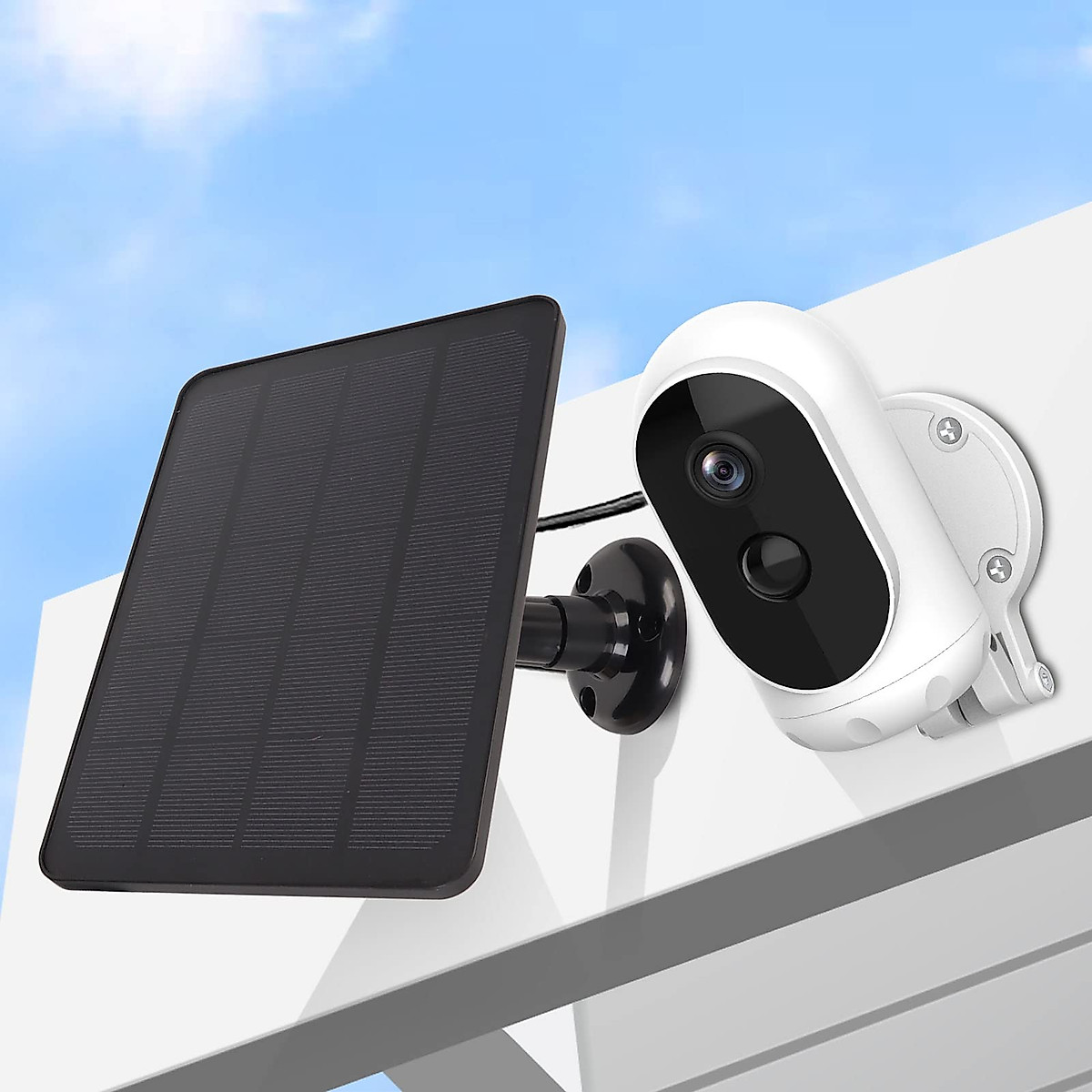 4W Solar Panel for Security Camera, DC 5V Micro USB & USB C Port Solar Panel, IP65 Waterproof Solar Charger for Eufycam, Arlo Essential Spotlight, XL Spotlight Cameras (Black)