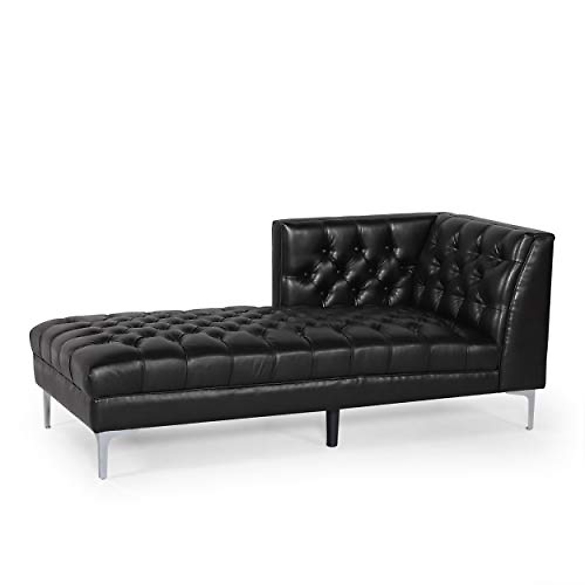 Christopher Knight Home Tignall Chaise Lounge, Midnight Black + Silver