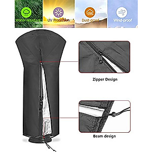 UCARE Patio Heater Cover Waterproof Round Stand Up Outdoor Electric Heater Protector Covers for Garden Veranda Round Furniture Cover Dome Heaters (86x33x19 in/ 221x85x48 cm)