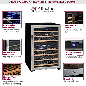 Allavino KWR47D-2SR Wine Refrigerator, 47 Bottle, Stainless Steel