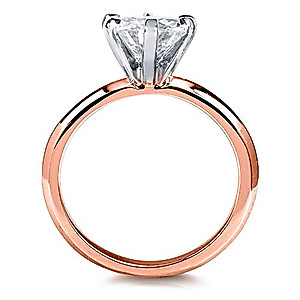 Kobelli Classic Solitaire Round Brilliant Moissanite Engagement Ring 2 Carats 14k Rose Gold, 6.5