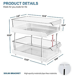 shopwithgreen 2 Tier Clear Organizers and Storage, Pull Out Under Sink Organizer, Multi-Purpose Drawer Basket, Kitchen Bathroom Countertop Vanity, Medicine Cabinet Office Storage Bins
