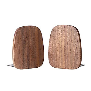 Muso Wood Book Ends for Shelves, Non-Skid Bookends for Heavy Books, Wooden Book Stopper for Home Office and Library (Walnut 1 Pair)
