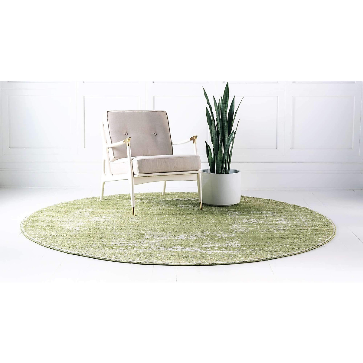 Unique Loom Bromley Collection Area Rug - Wells (5' 1" Round Green/Ivory)