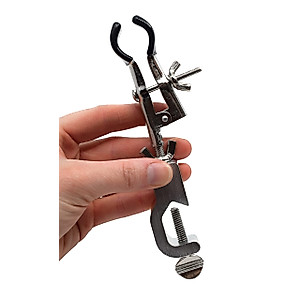 EISCO Burette Clamp with Bosshead/Test Tube Holder - PVC Coated Round Jaws, Opens up to 45mm