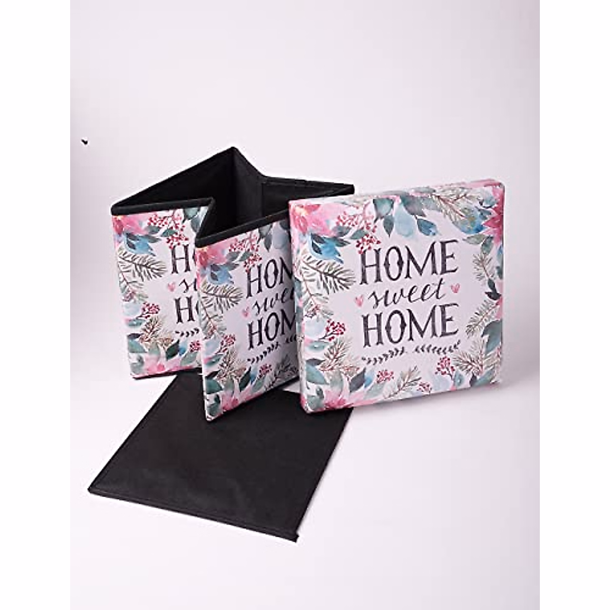 HONCOEN Folding Ottoman Footrest Keepsake Box Modern Decor Gifts Home Statue Sculpture Leather Footstool Arts Crafts 13x13inch