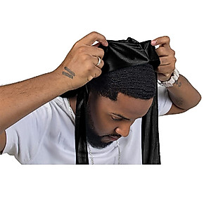 ForceWave Silky Durag for Men Wave Cap Satin Dorag for Men Women 360 Wave Black
