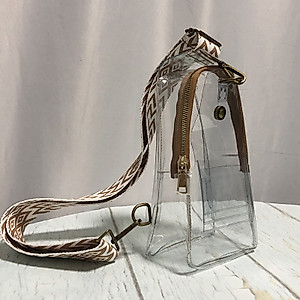 NECARSIN Clear Bag Stadium Approved Sling Bag for Women,Crossbody Bag Guitar Strap Casual Small PVC Daypack for Traveling Hiking