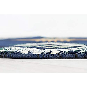 Handcraft Rugs - Navy Blue, Brown and Green, Modern Contemporary Southwestern, Native American Style Area Rug (Approximately 8 by 10)