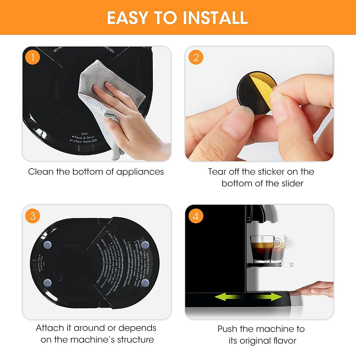 AIEVE Appliance Slider, 8Pcs Adhesive Magic Teflon Self Stick Slider for Most Countertop Small Kitchen Appliance Coffee Maker, Air Fryer, Pressure Cooker, Blender and More, Easy Moving & Saving Space