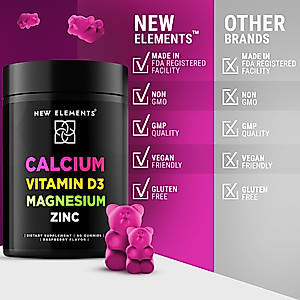 New Elements Calcium Gummies with Vitamin D3, Magnesium, and Zinc - 60 Count