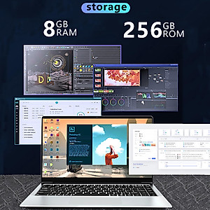 KUU X3 14 Inch Laptop, Full HD Windows 11 Pro Ultra-Thin Laptop,8G RAM 256GB SSD, Intel J4125 Quad-Core Processor Notebook PC, Thin Bezel, Num-Pad, Support 2.4G/5G Hz WiFi, BT,Mini HDMI, XBOOK-3