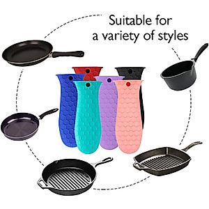 Silicone Hot Handle Holder,6PCS Pan Handle Sleeve Pot Holders Cover Green, Non Slip Rubber Pot Holders for Kitchen Heat Resistant, Handles Grip Covers for Cast Iron Skillets Frying Pans Casserole