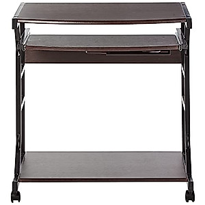 Target Marketing Systems Berkeley Mobile Desk with Pull Out Keyboard Tray and Lockable Wheels, Modern Rolling Laptop Table Ideal for Working from Home, 27.5", Espresso