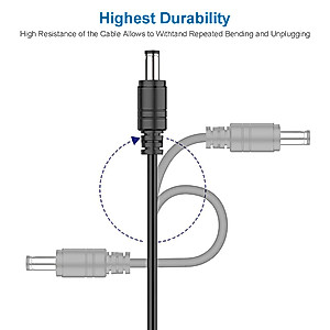 2-Pack 10ft DC Extension Cord 5.5mm x 2.1mm, Universal DC 12V Power Extension Cable for Security Camera, LED Strip, CCTV IP Surveillance, 5V 9V 24V 12 Volt Male to Female Plug Supply Adapter