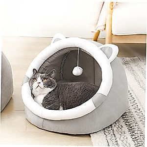 Ipetboom 1pc Cave Semi-Closed Semi Cozy and Cold Mat Toy Comfortable Warming Supplies Dogs Semi-Enclosed Nest Thickened Sleeping Winter Kitten Tent Removable House Cushion Kittens Cats Dog