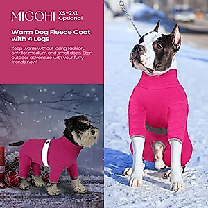 MIGOHI Small Dog Coat, Full Body Winter Dog Sweater with Legs, Turtleneck Warm Dog Pajamas Fleece Pjs Comfy Pullover for Small Medium Dogs, Zip Up Dog Onesie Jammies Pet Apparel Jumpsuit for Puppy