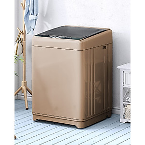 TABU Full-Automatic Washing Machine, 17.6lbs Portable Washing Machine with Dryer, 1.7 Cu Ft 2 in 1 Portable Washer with Drain Pump, 10 Wash Programs, LED Display, 8 Water Levels (Brown)