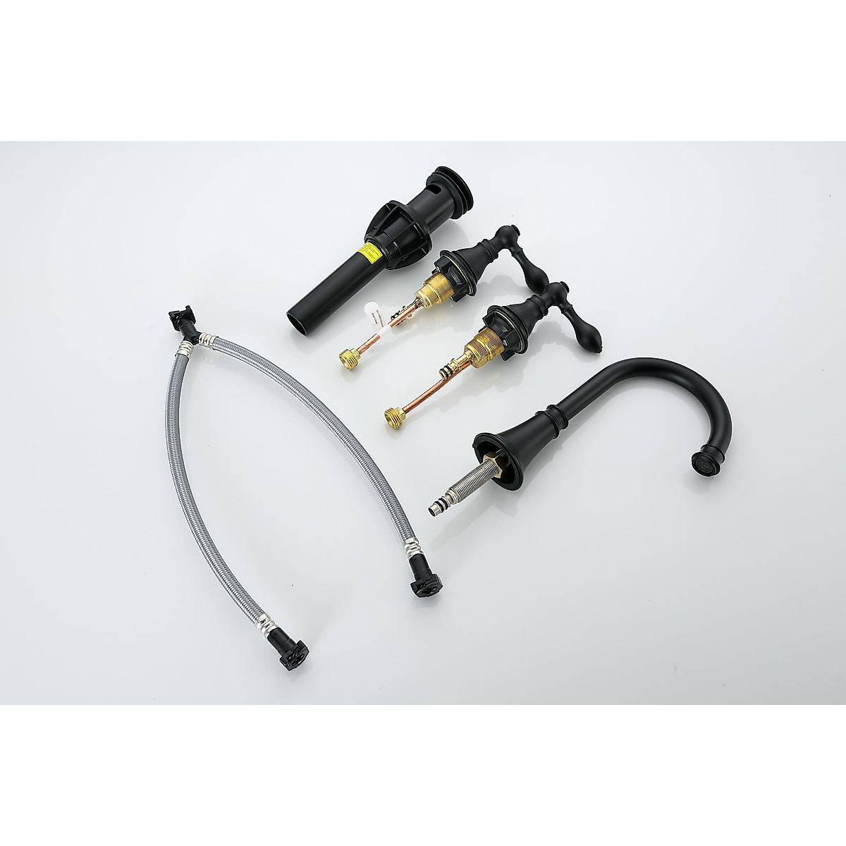 Derengge Matte Black Bathroom Sink Faucet,3 Hole Two Handle Bathroom Faucet with Pop up Drain, 8 Inch Widespread Bathroom Faucet for Bathroom Sink Vanity RV Farmhouse Sink,LF-0285-MT