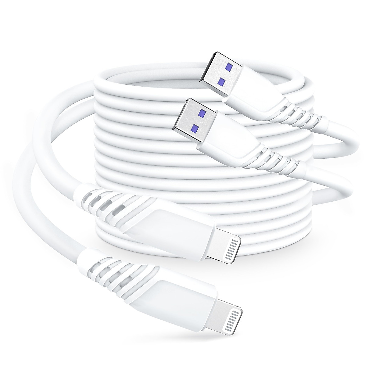 Durcord 2Pack 10ft Lightning Cable Cord, Apple MFi Certified, Fast Charger, Compatible with iPhone 13/12/11 Pro Max Xs X XR 8 7 iPad iPod More