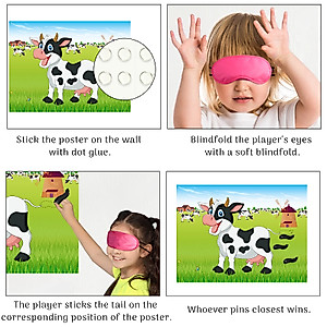 Morcheiong Pin The Tail on The Cow Game with 48pcs Tails for Farm Party Decorations Kids Birthday Party Favors Western Party Supplies