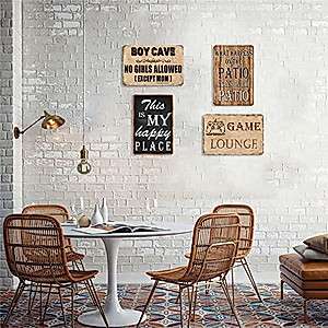 Paximiga Boy Cave No Girls Allowed Except Mom Tin Retro Look 8X12 Inch Decoration Poster Sign for Home Kitchen Bathroom Farm Garden Garage Inspirational Quotes Wall Decor, 8 x 12 Inch