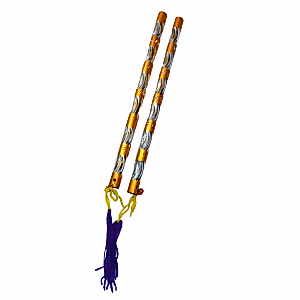 JAGMOR Navratri Special dandiya| Metal Aluminum Navratri Raas Garba Dandiya Sticks, 2 Small Pair, Yellow-Red Color, Pack of 4