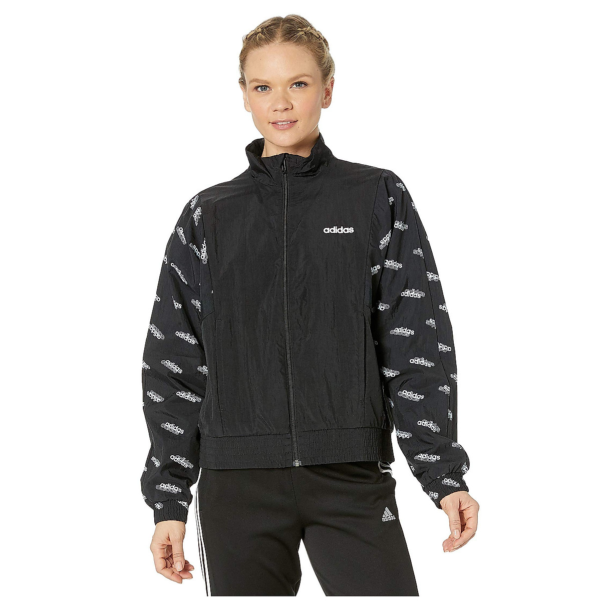 adidas Women's Favorites Woven Track Top Black/White X-Small