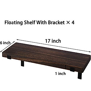 HXSWY Rustic Wood Floating Shelves for Wall Decor Farmhouse Wooden Wall Shelf for Bathroom Kitchen Bedroom Living Room Set of 4 Dark Brown
