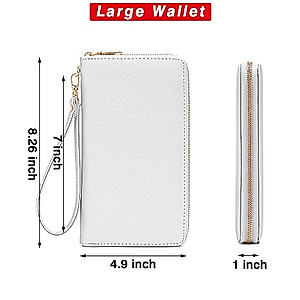 YZAOLL Women's Wallet RFID Blocking PU Leather Large Capacity Zip Around Credit Card Holder Cell Phone Checkbook Storage Bag Zipper Coin Purse,lightsilver