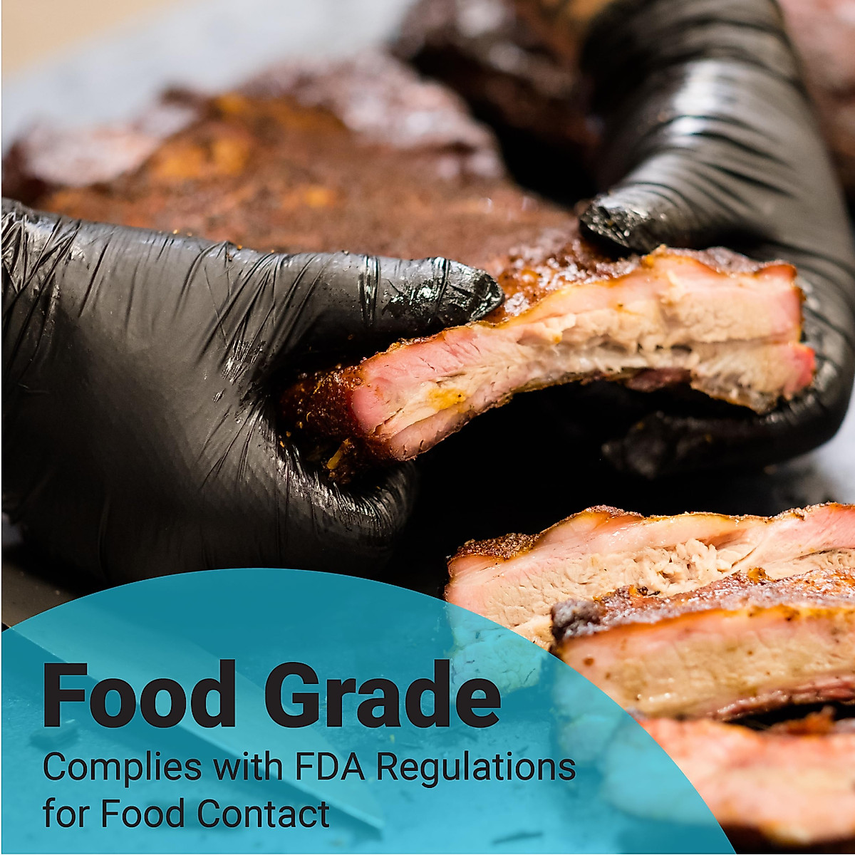 ASAP Thick Nitrile Gloves - 6 Mil Powder Free Latex Free Black Nitrile Gloves - Disposable, Food Safe, Multipurpose Gloves