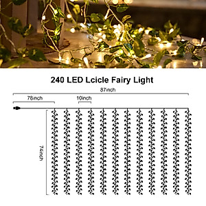 Alpha Decor Ivy for Bedroom， 12 Total 240 LED Curtain String Lights， Fake Plant Rattan Hanging Garland for Wedding Party Patio Wall and Indoor Outdoor Decor