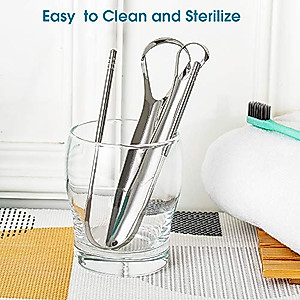 YLYL 3 PCS Metal Tongue Scraper, Tongue Scrapers for Adults Kids, Stainless Steel Tounge Scrappers, Tounge Scraper Cleaner, Portable Tongue Cleaner