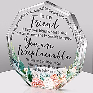 Friends Gifts for Women Friendship Bestie Gifts for Female Best Sunflower Flower Gift Sister Gift Birthday Thank You Gift for Women Acrylic Friendship (Simple Nonagon Style)
