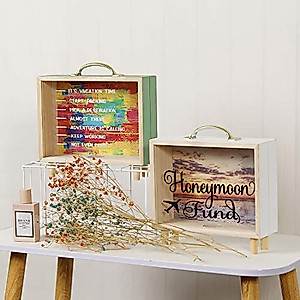 Sweet FanMuLin Shadow Box Frame, Wooden Money Box, Wedding Wood Bank (Honeymoon Fund)
